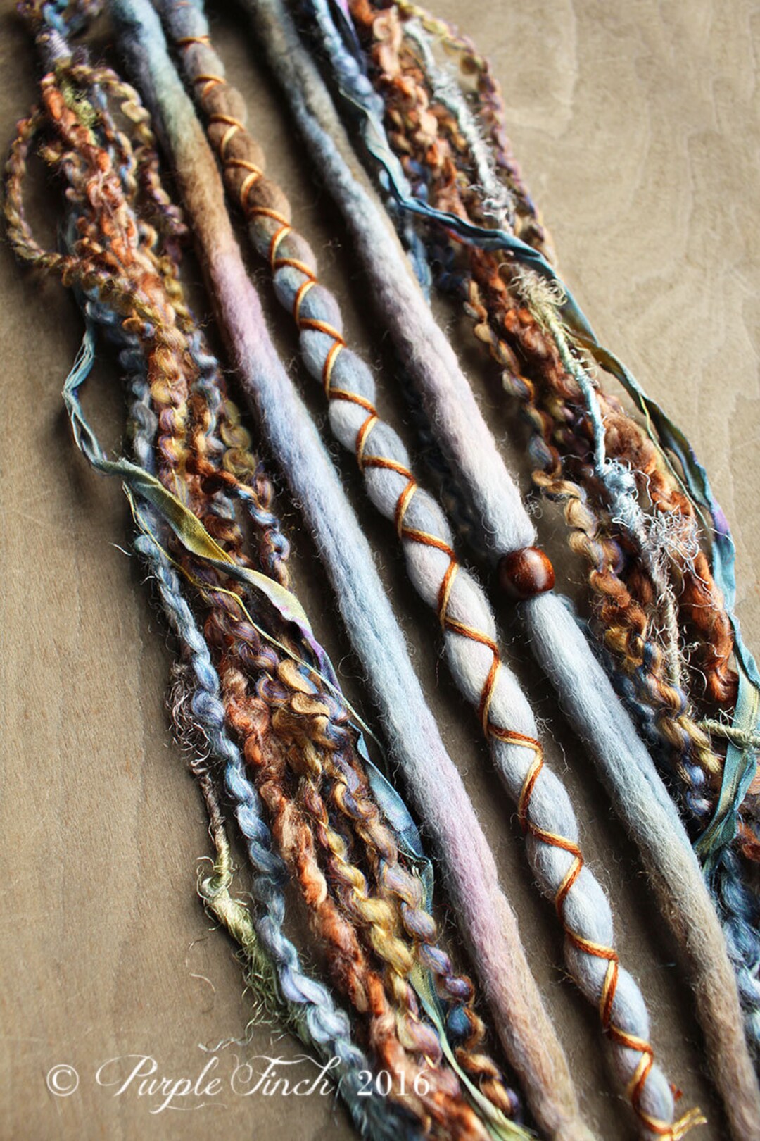 5 Custom Clip in or Braid in Dreadlock Extensions Color Mix: Cool Tones ...