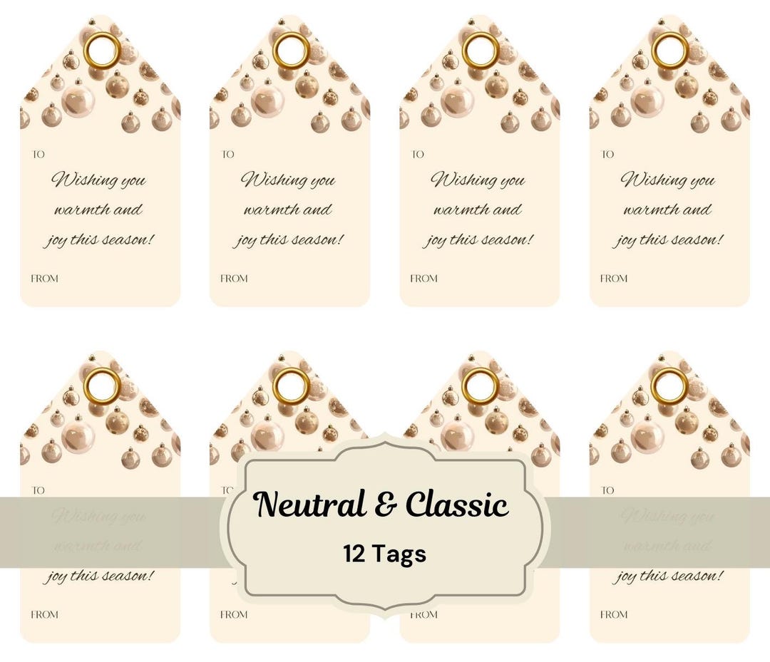 Printable Christmas Gift Tags | Classic Beige Holiday Tags | Instant ...