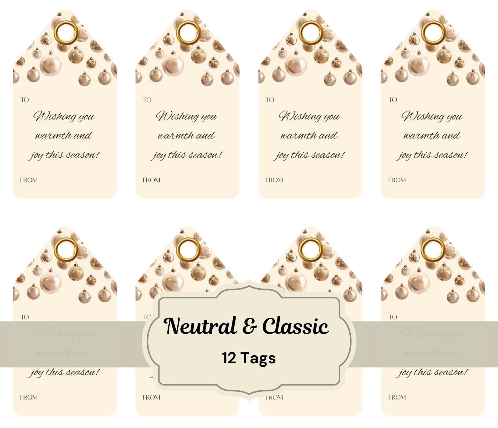 Printable Christmas Gift Tags | Classic Beige Holiday Tags | Instant ...