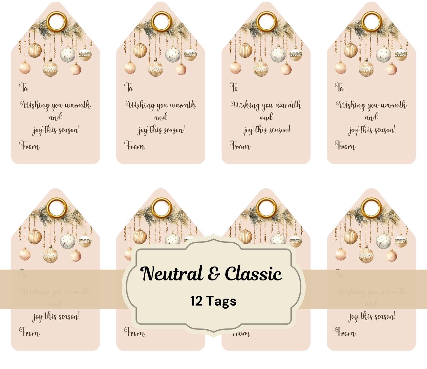 Printable Christmas Gift Tags | Classic Beige Holiday Tags | Instant ...