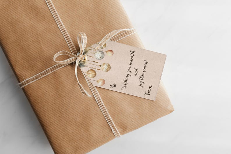 Printable Christmas Gift Tags | Classic Beige Holiday Tags | Instant ...