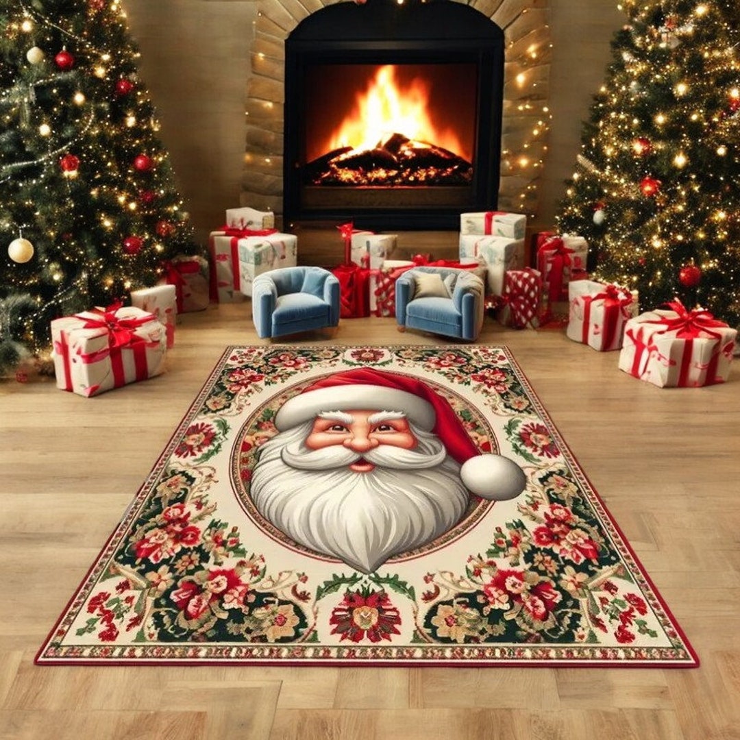 Santa Rug Christmas Rug/father Christmas Rug/santa Decor/santa's Rugs ...