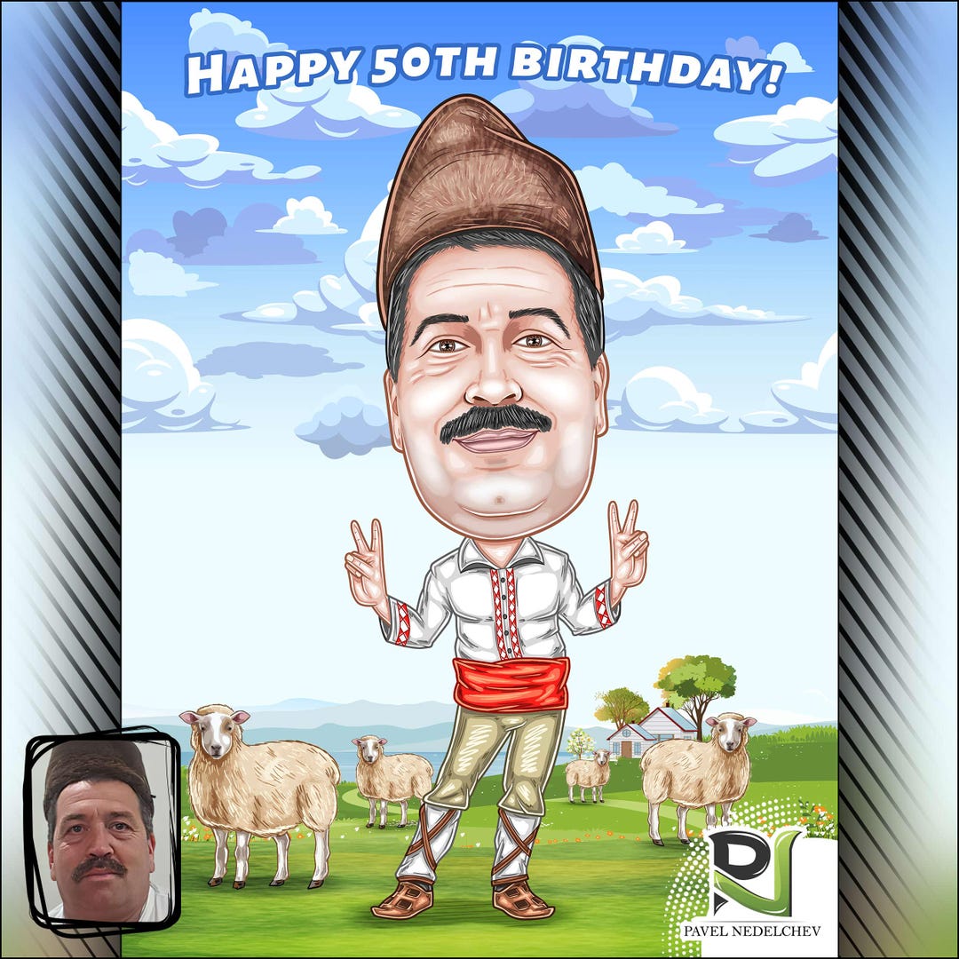 Custom Farmer Caricature Portrait From Photo Fully Customizable Based ...