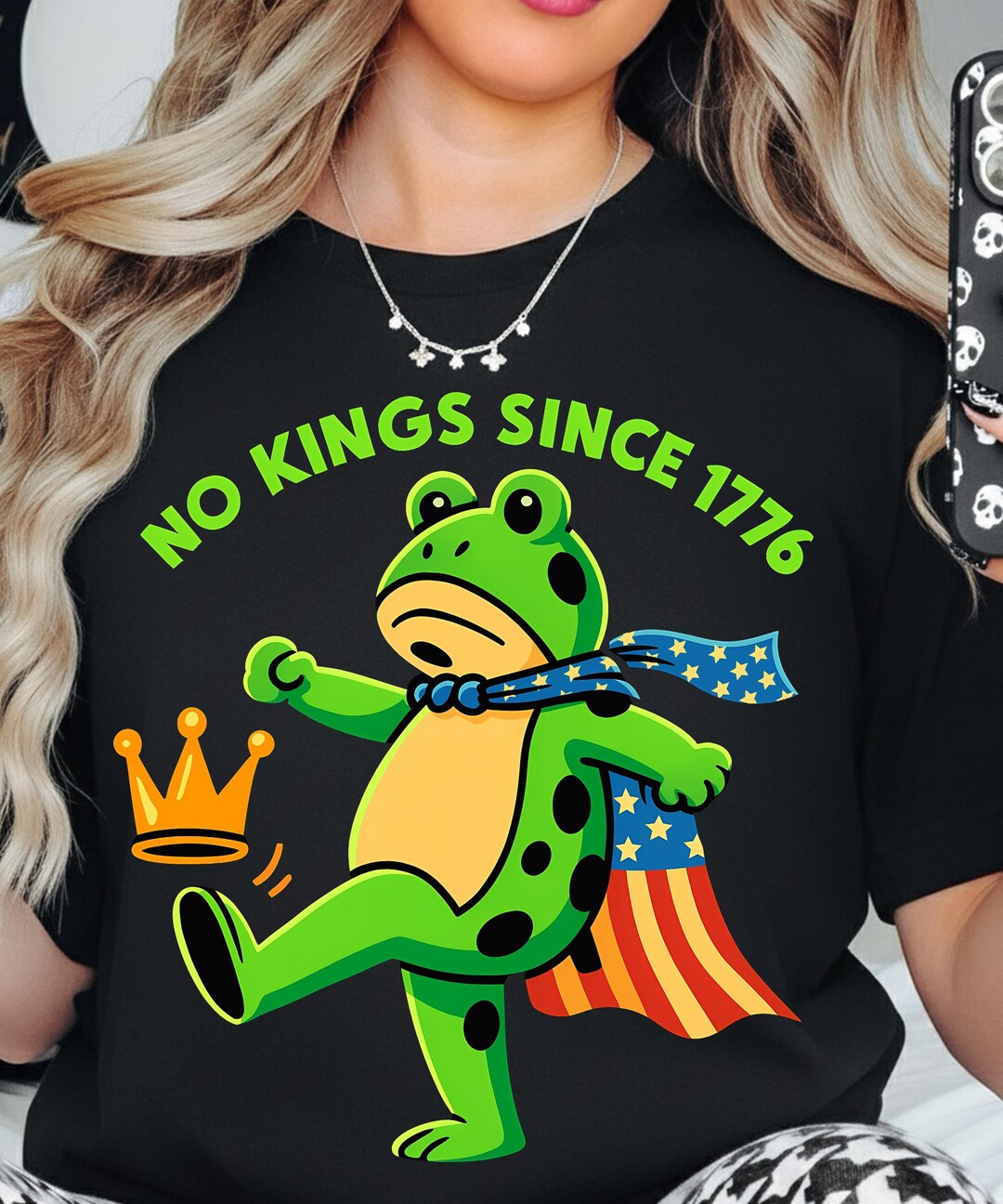 No Kings Since 1776 Portland Frog Kicking Crown T-shirt: No Kings Since ...