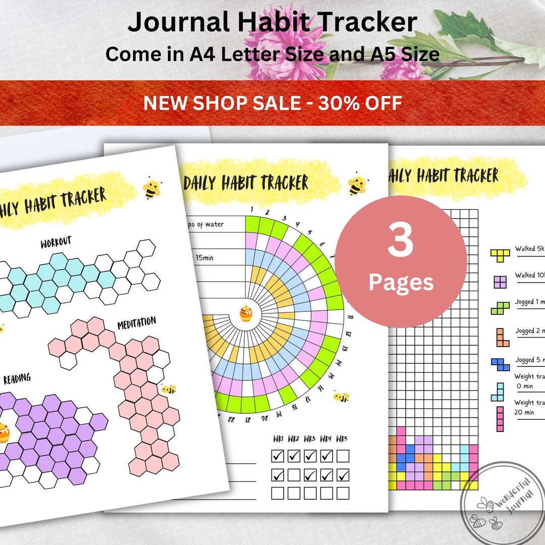 Habit Tracker Printable Journal Pages Printable Monthly Tracker Monthly ...