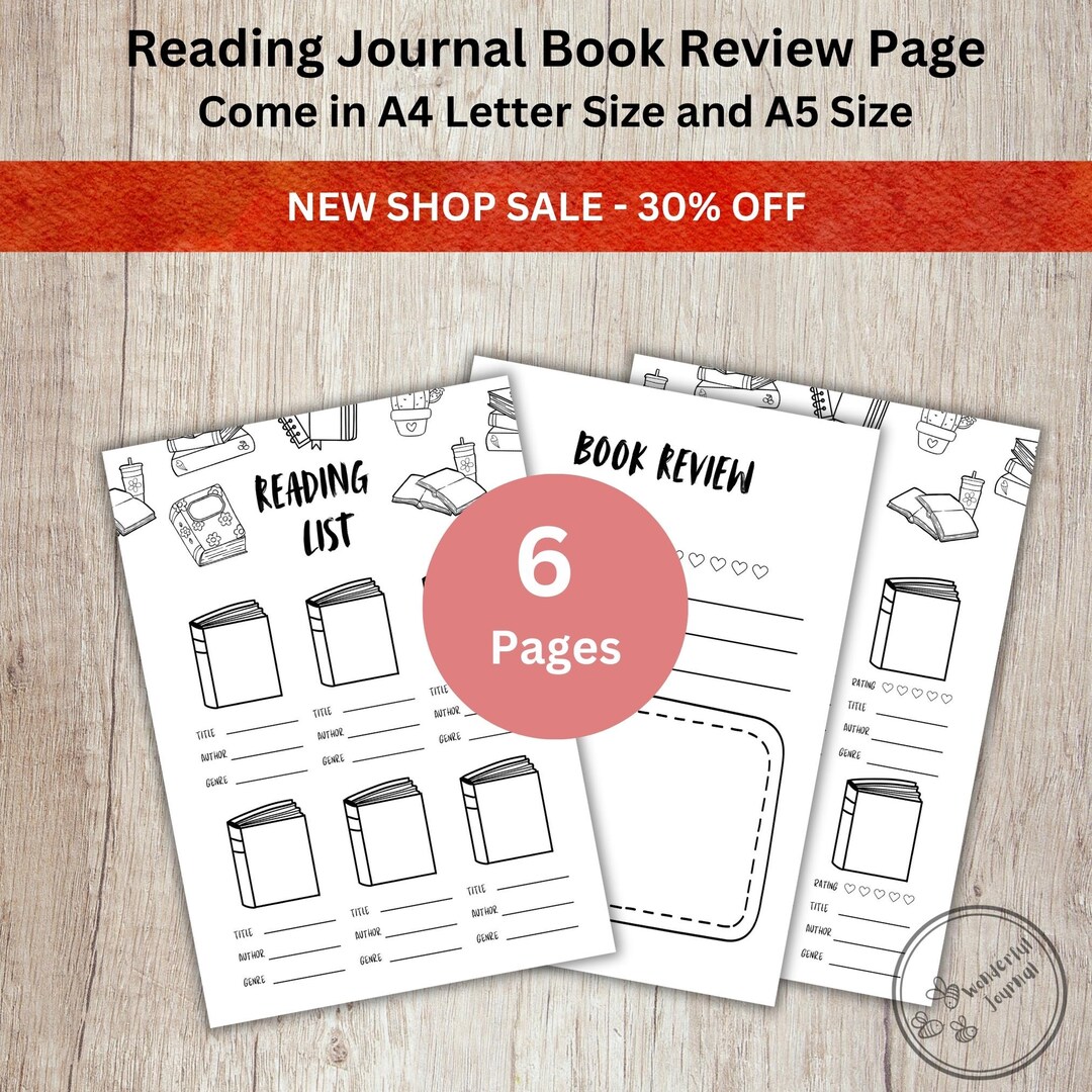 Reading List and Book Review BUNDLE Printable Template Reading Journal ...