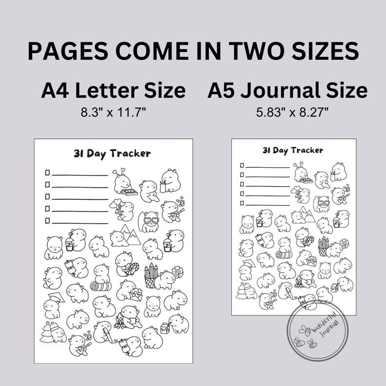 Habit Tracker Capybara Printable Kawaii Daily Mood Tracker Cute Planner ...