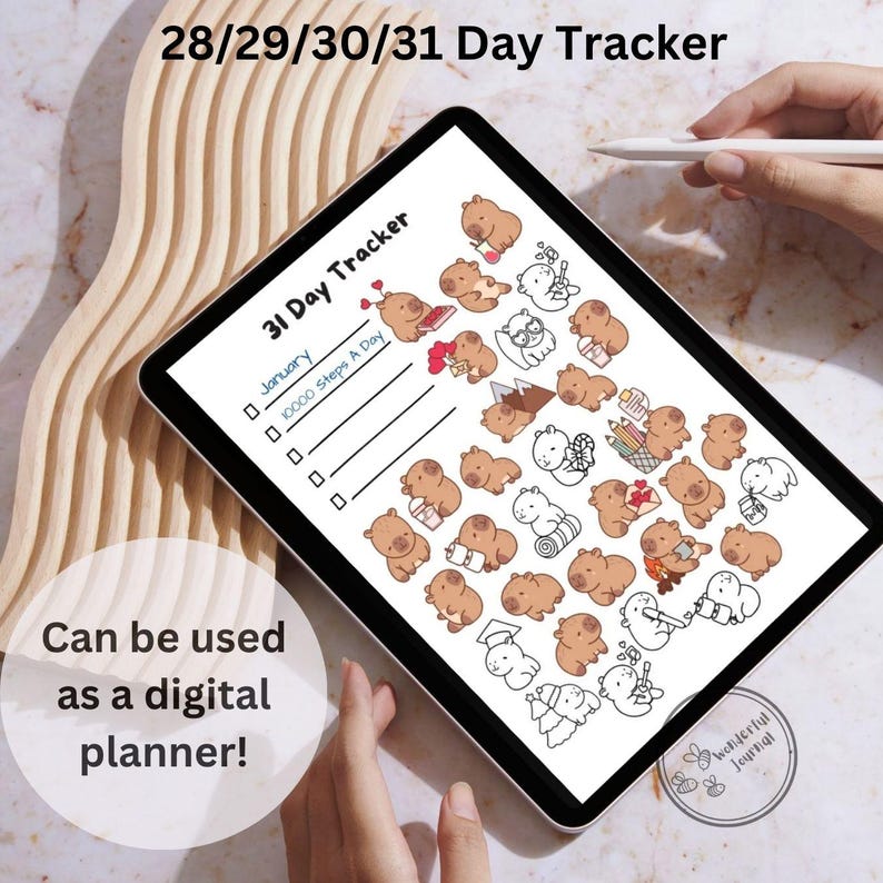 Habit Tracker Capybara Printable Kawaii Daily Mood Tracker Cute Planner ...