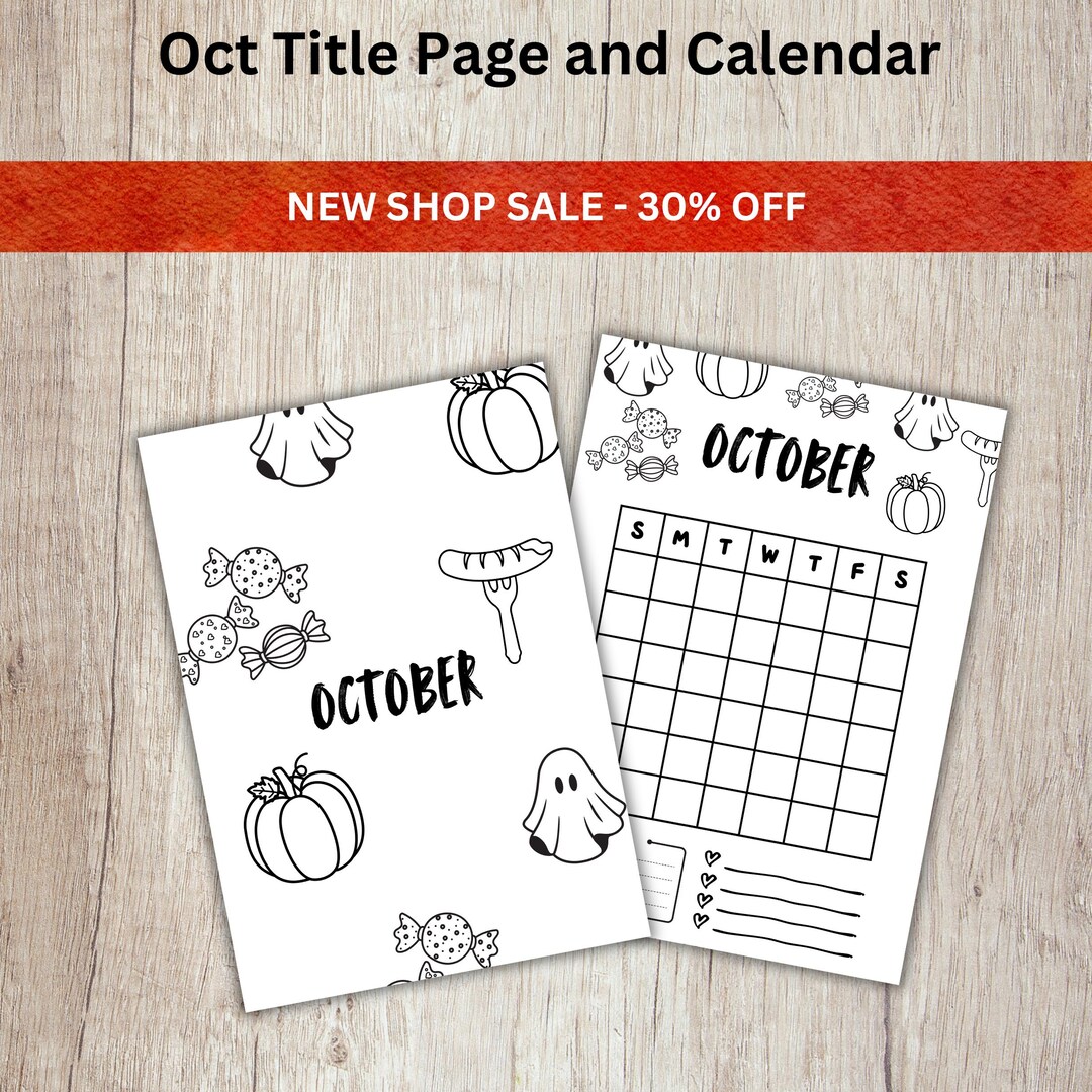 October Title Page October Calendar Printable Calendar Printable Title ...