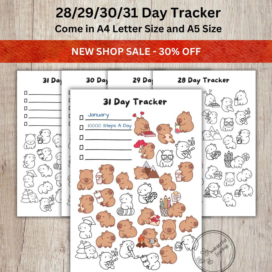 Cute Habit Tracker Capybara Mood Tracker Printable Habit Tracker for ...