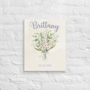 Personalized May Birth Month Flower Bouquet Canvas Wall Art With Name ...