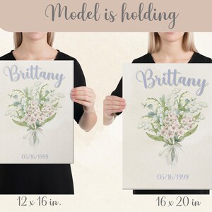 Personalized May Birth Month Flower Bouquet Canvas Wall Art With Name ...