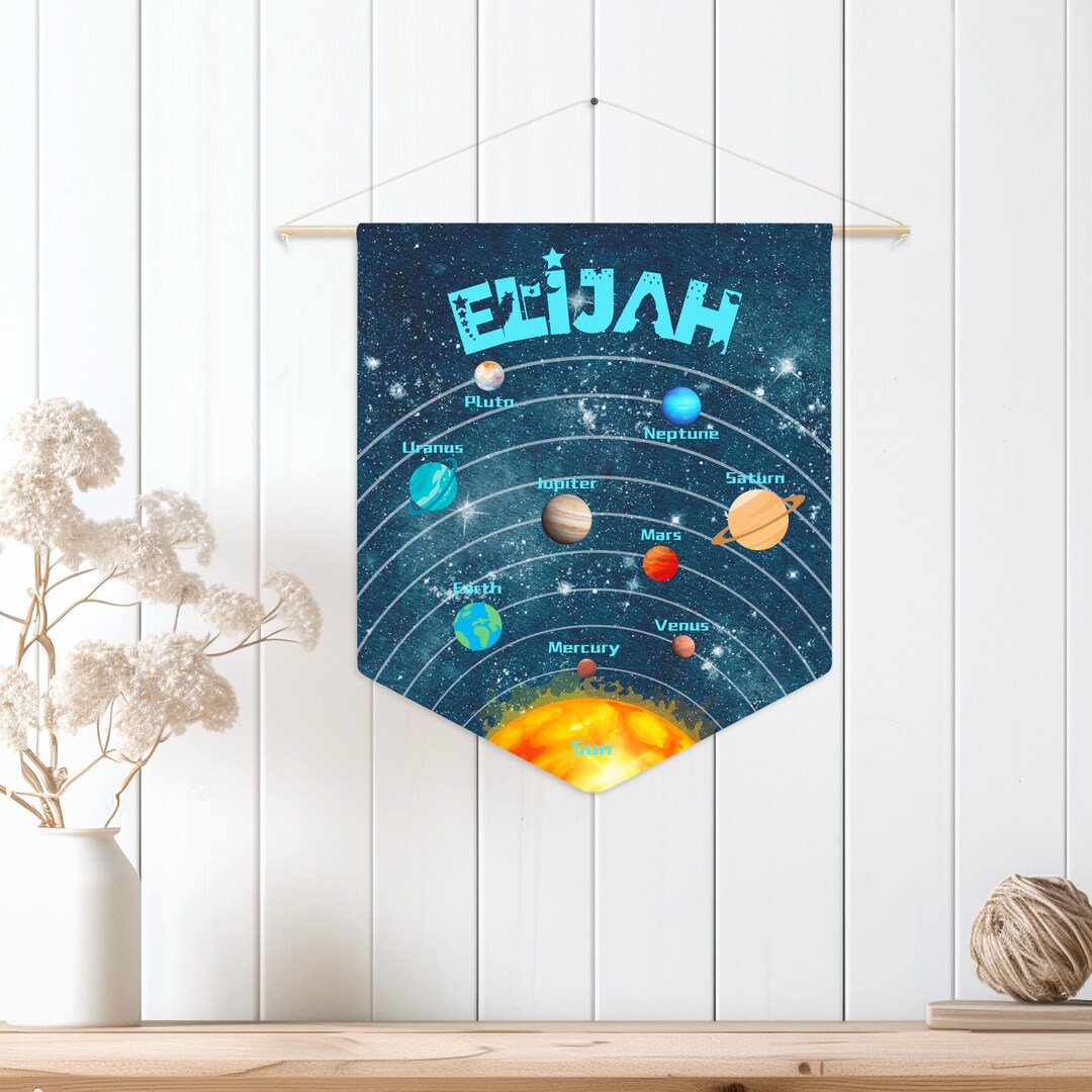 Personalized Solar System Space Pennant - Custom Outer Space Wall Art ...