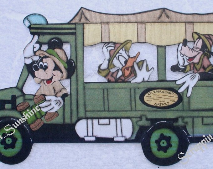 DISNEY KILIMANJARO Safari Bus Printed Scrapbook Page Paper Piecing SSFF ...