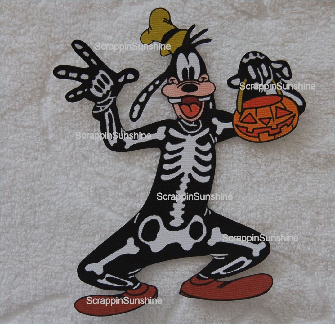 DISNEY HALLOWEEN Goofy Skeleton Printed Scrapbook Page Paper Piece SSFF ...