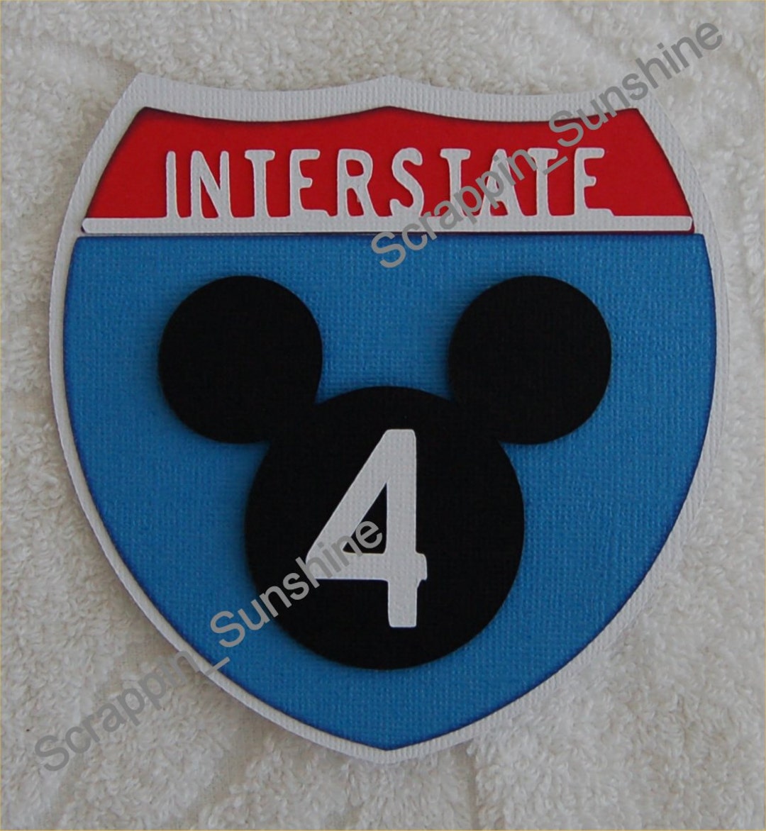 DISNEY Travel Sign Interstate 4 - Die Cut Title Scrapbook Page Paper ...