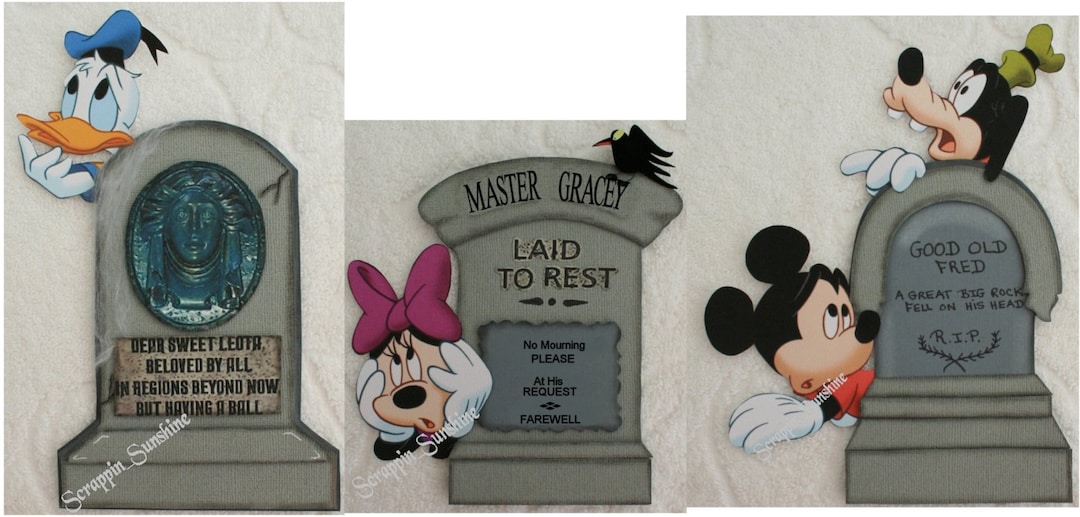 DISNEY Haunted Mansion Tombstones W/ Characters - Printed Scrapbook ...