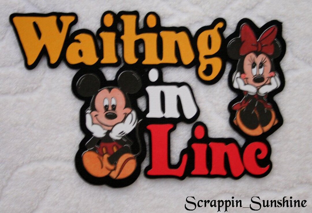 DISNEY - Waiting in Line - Mickey & Minnie Scrapbook Die Cut Title for ...