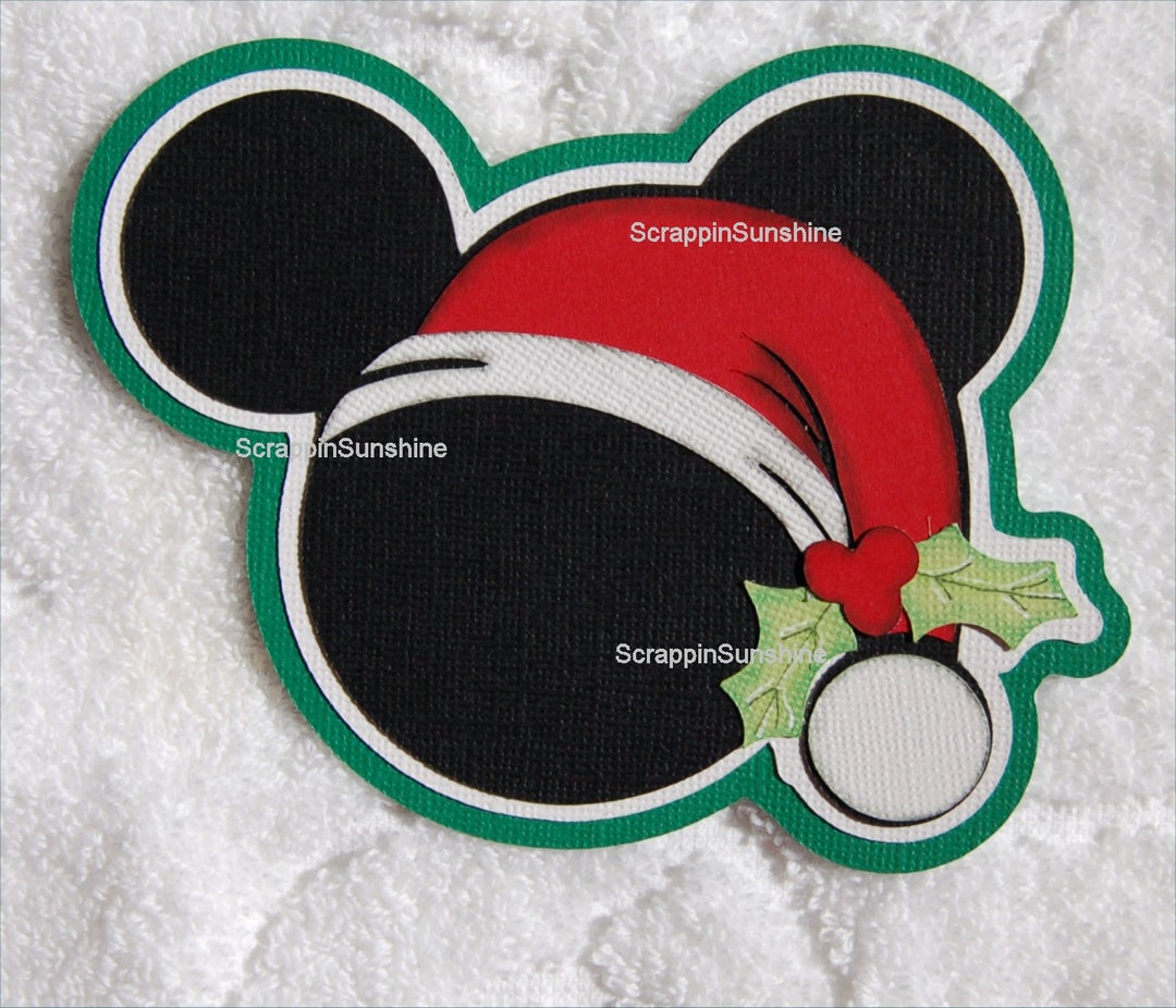 DISNEY Christmas Santa Mickey Head Scrapbook Page Die Cut Paper Piece ...