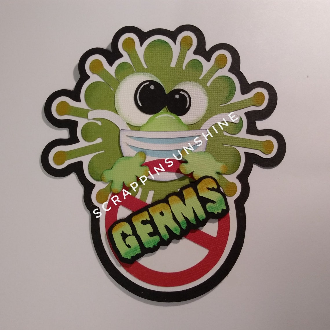 Germ No Germs Sign Scrapbook Die Cut Title for Scrapbook Pages W/ Virus ...