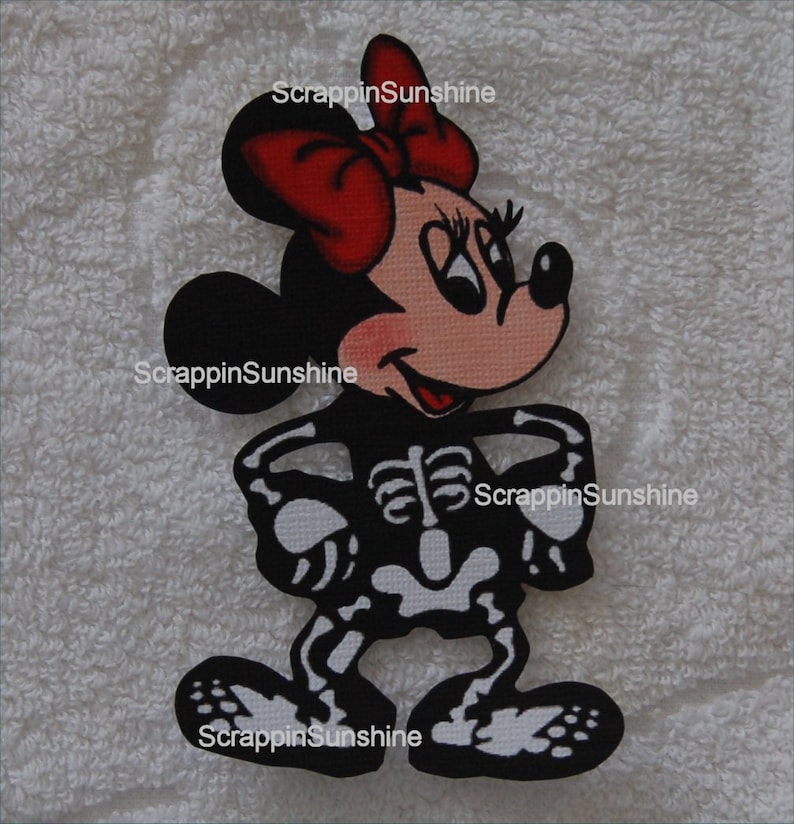 DISNEY HALLOWEEN Minnie Skeleton - Printed Scrapbook Page Paper Piece ...
