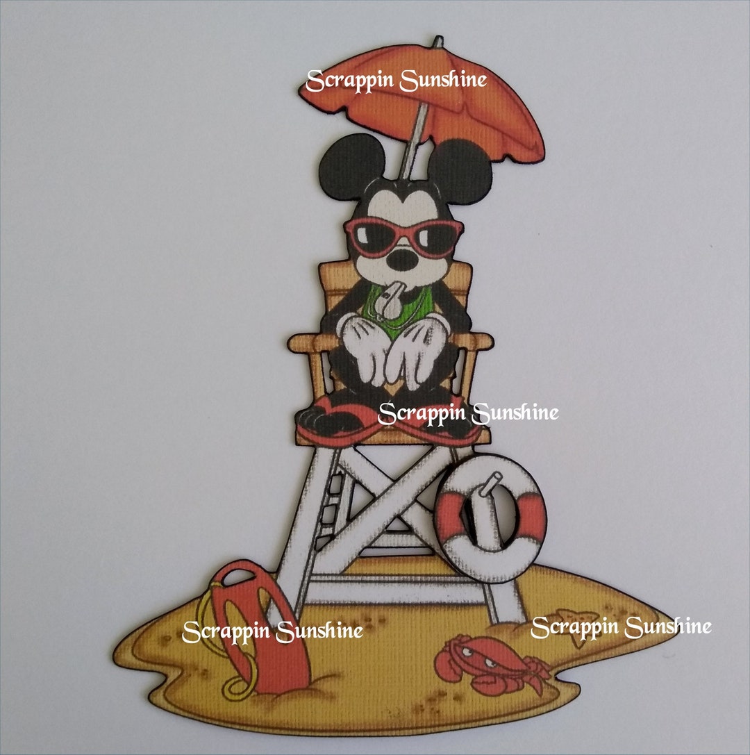 DISNEY Mickey Lifeguard Beach Cruise Printed Scrapbook Page Paper Piece ...