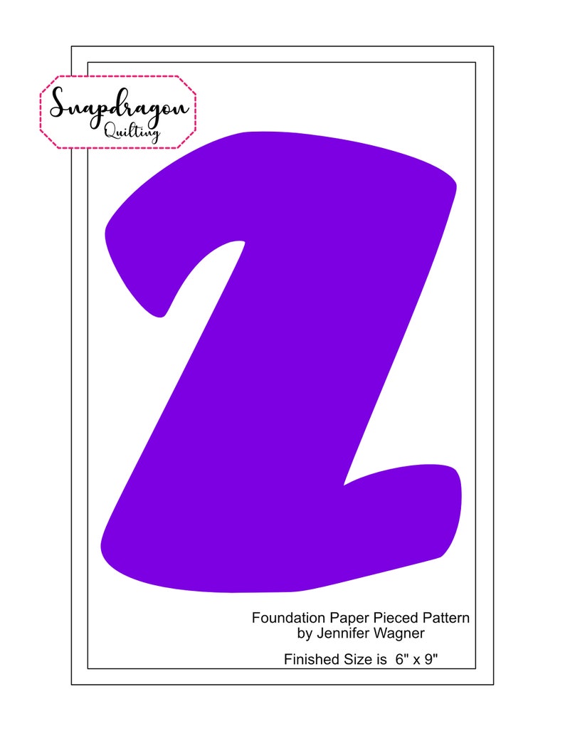 Alphabet Quilt Block Pattern PDF Download Bubbly Letter Z - Etsy
