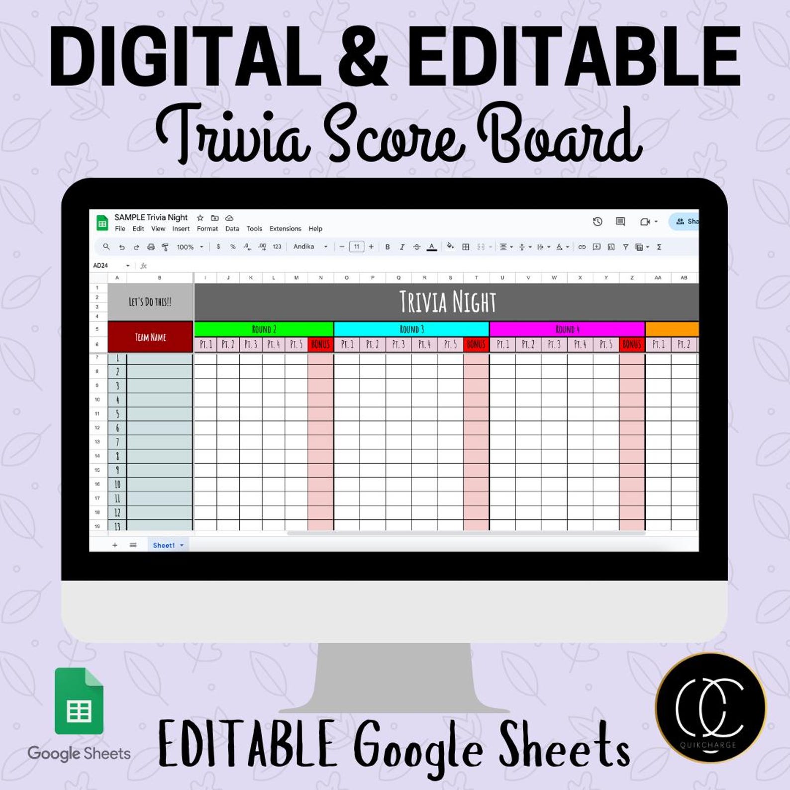 Digital Trivia Score Board - Fully EDITABLE - Etsy