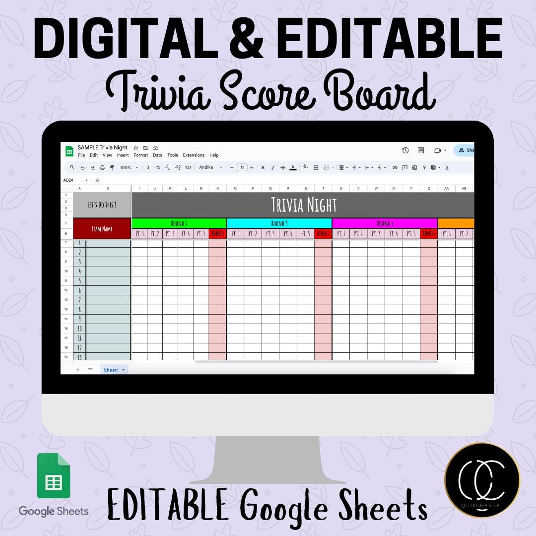 Digital Trivia Score Board - Fully EDITABLE - Etsy