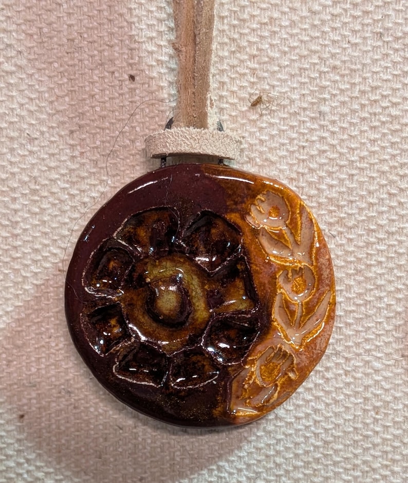 Handmade Colorful Ceramic Pendant Necklace: Handcrafted Pottery Pendant ...