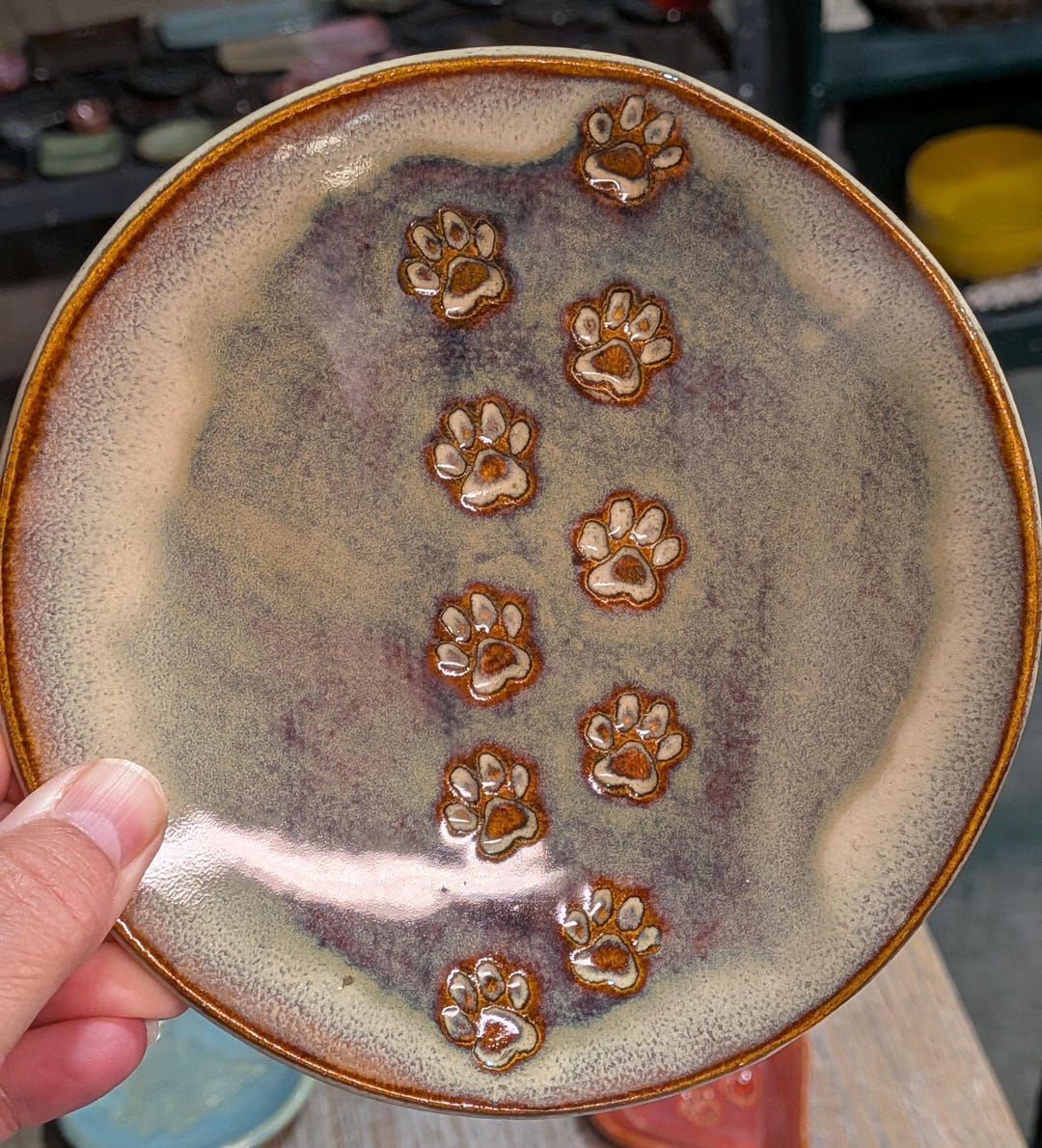 Handcrafted by Me Ceramic Paw Print Jewelry Dish, Handmade Pottery Paw ...