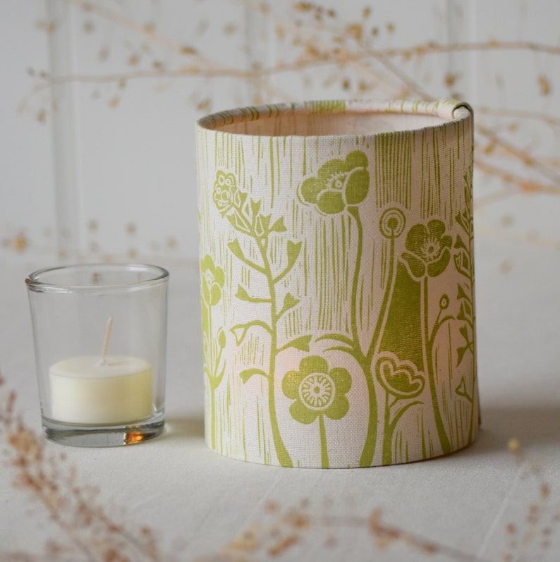 Summer Meadow Candle Tea Light Cover Block Printed by Hand - Etsy