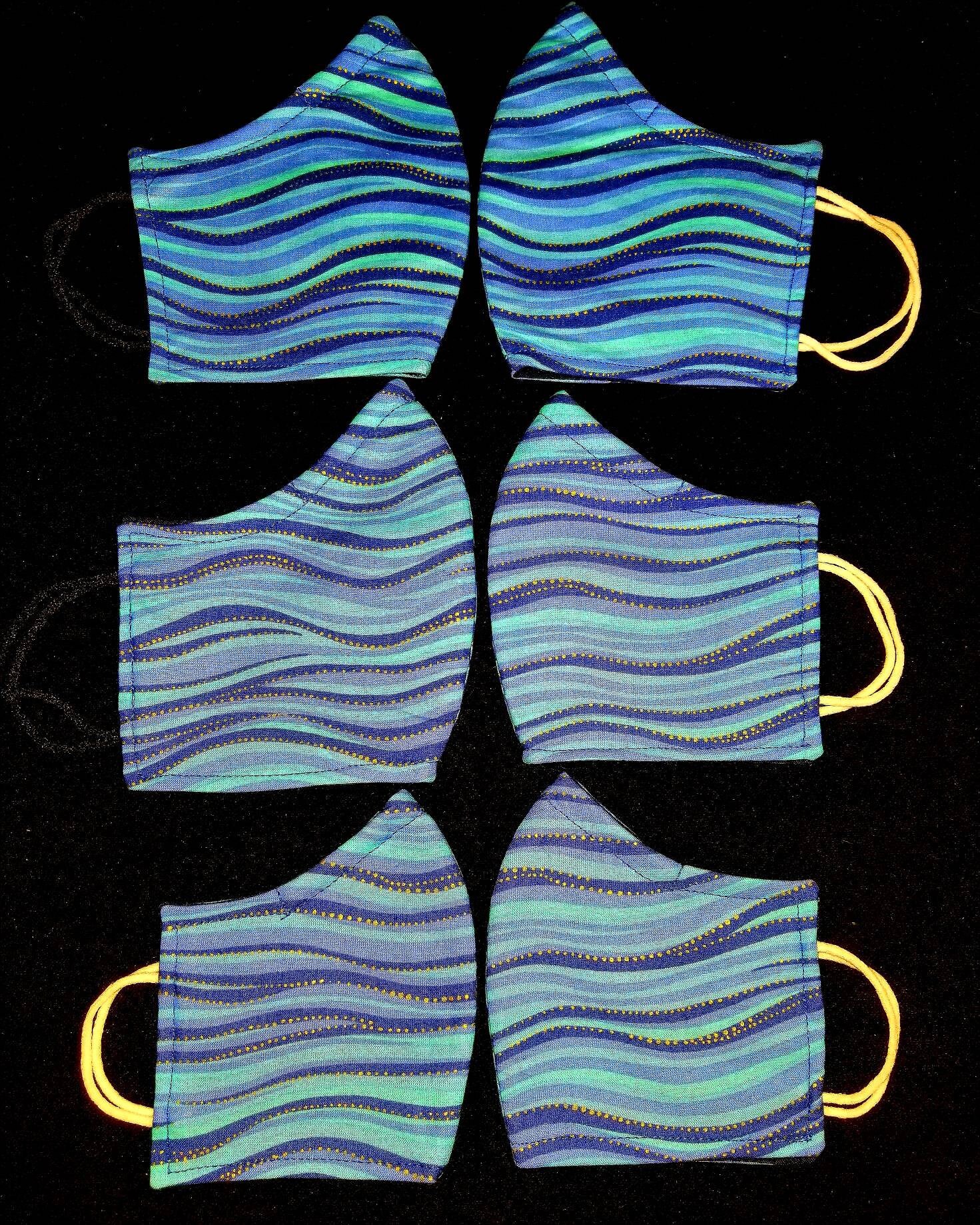 Royal Blue & Aqua Ocean Wavey Stripes Face Mask Unisex W/ - Etsy