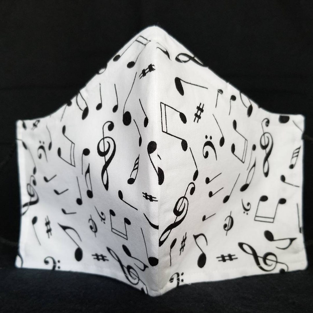 Musical Notes Black White Unisex Filtered Face Mask With Polypropylene ...
