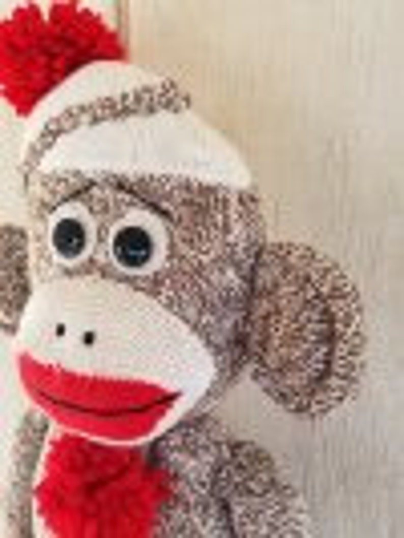 Primitive Folk Art Sock Monkey Doll Boy Male Red Heel Rockford ...