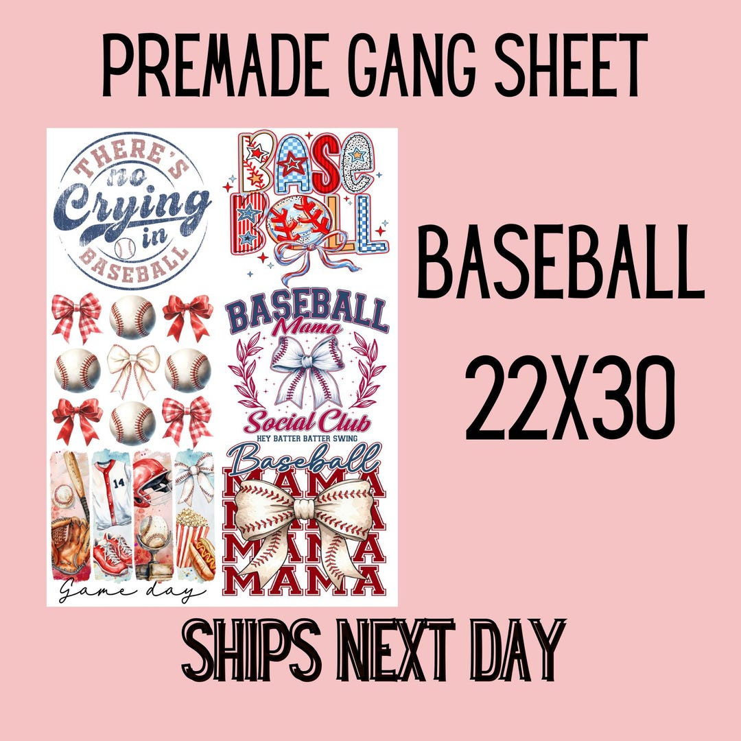 Baseball Premade Gang Sheet 22"x30", DTF Gang Sheet, Baseball Png - Etsy