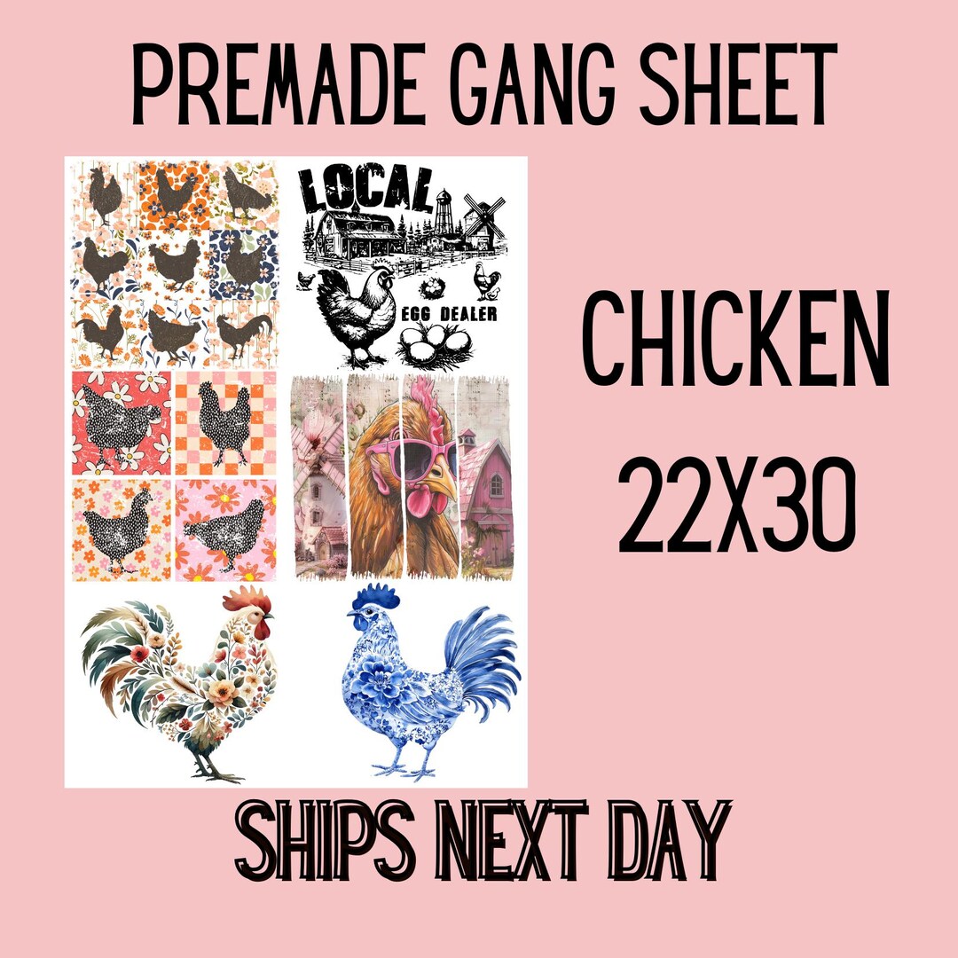 Farmhouse Chicken Premade Gang Sheet, Chicken Dtf Prints, Chicken Png ...