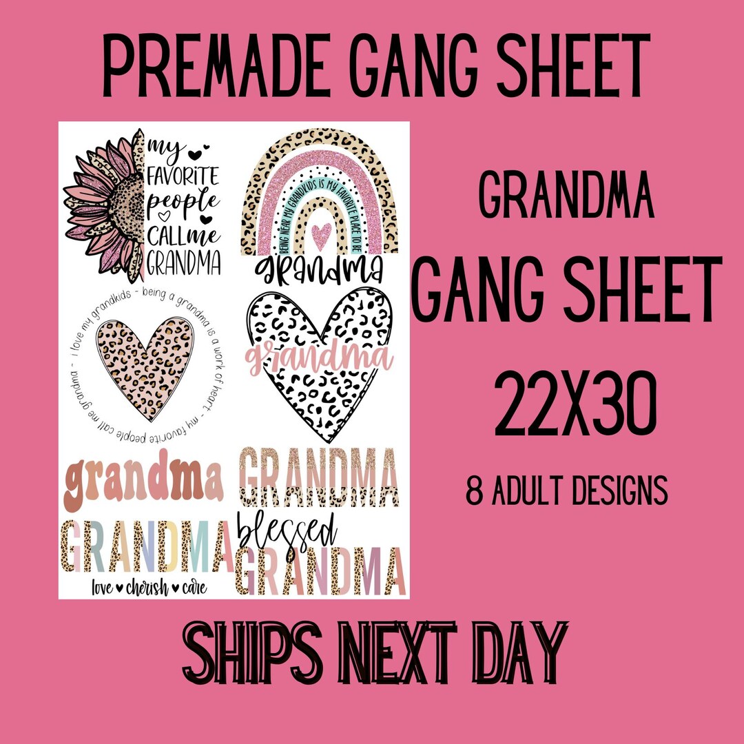 Premade Gramdma Gang Sheet 22"x30", DTF Gang Sheet, Mother's Day - Etsy