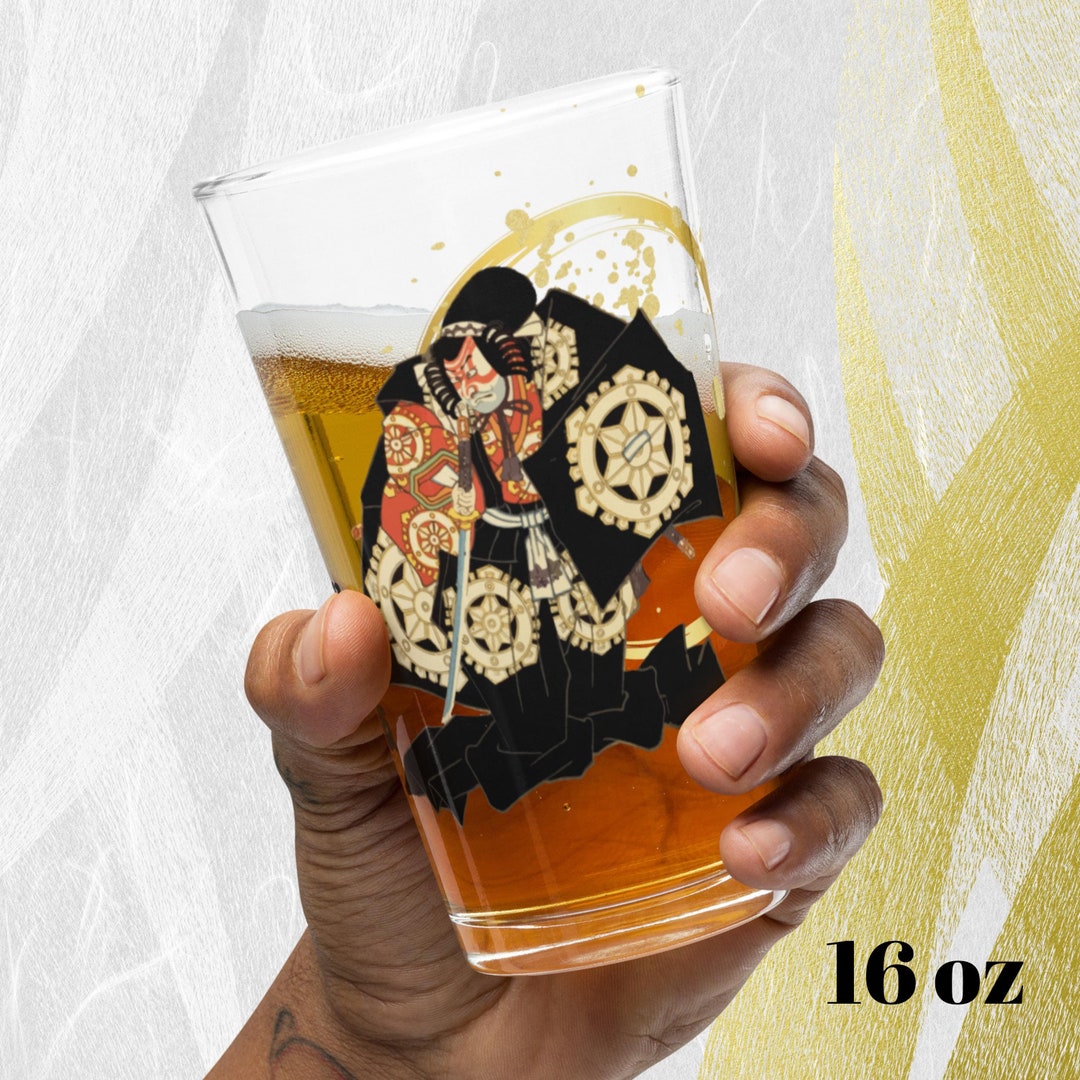 Kabuki Actor Print 16 Oz Shaker Pint Glass, Toyohara Kunichika ...
