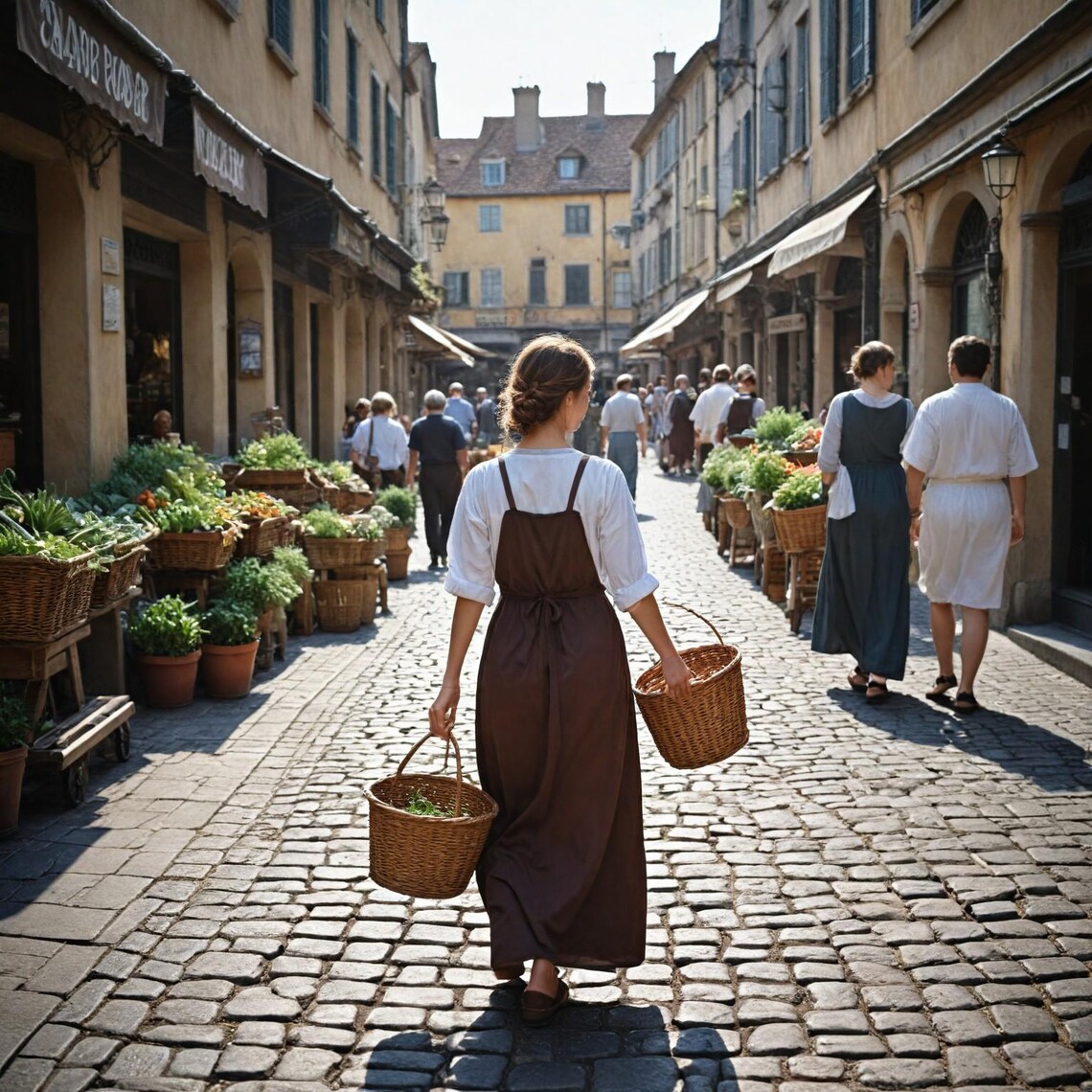 Rustic Peasant Market Apron Dress | Renaissance Cottagecore Working ...