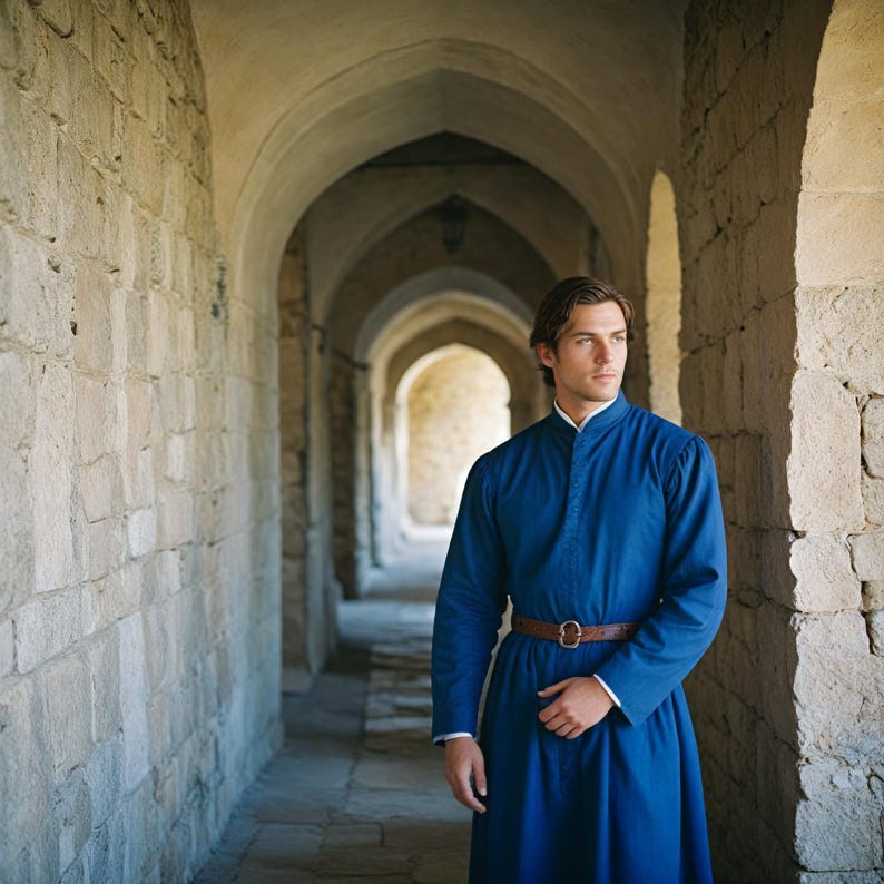 Medieval Nobleman’s Blue Tunic | Historical Renaissance-inspired Long ...