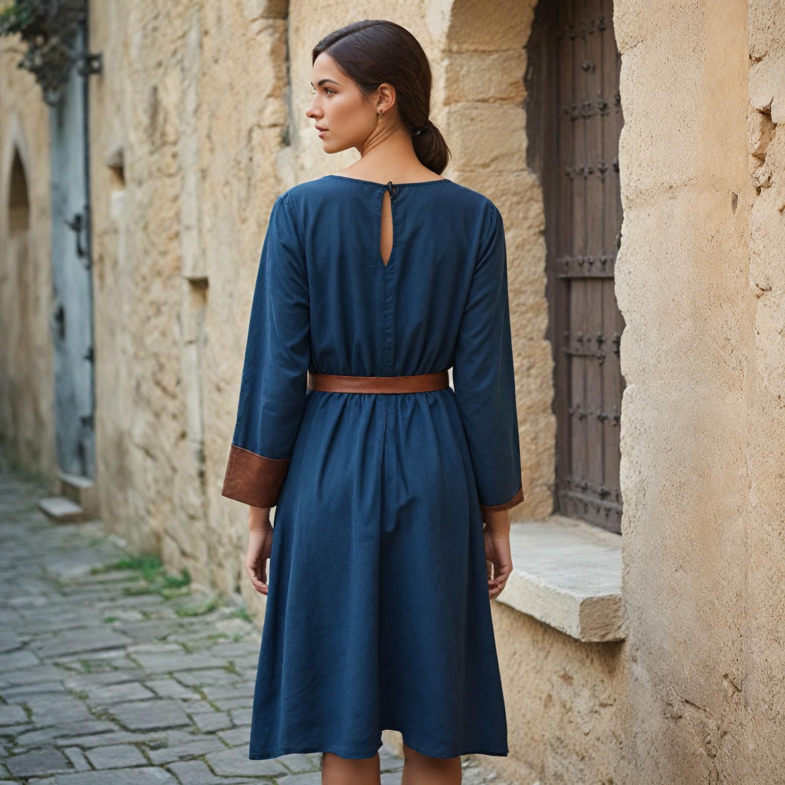 Viking Style Tunic Dress Medieval Renaissance Blue Costume Rustic Norse ...