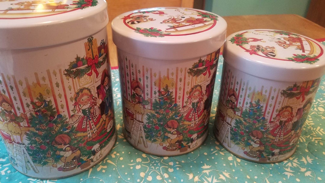 Charming Set of 3 Vintage 1984 Nesting Round Christmas Tins by ...