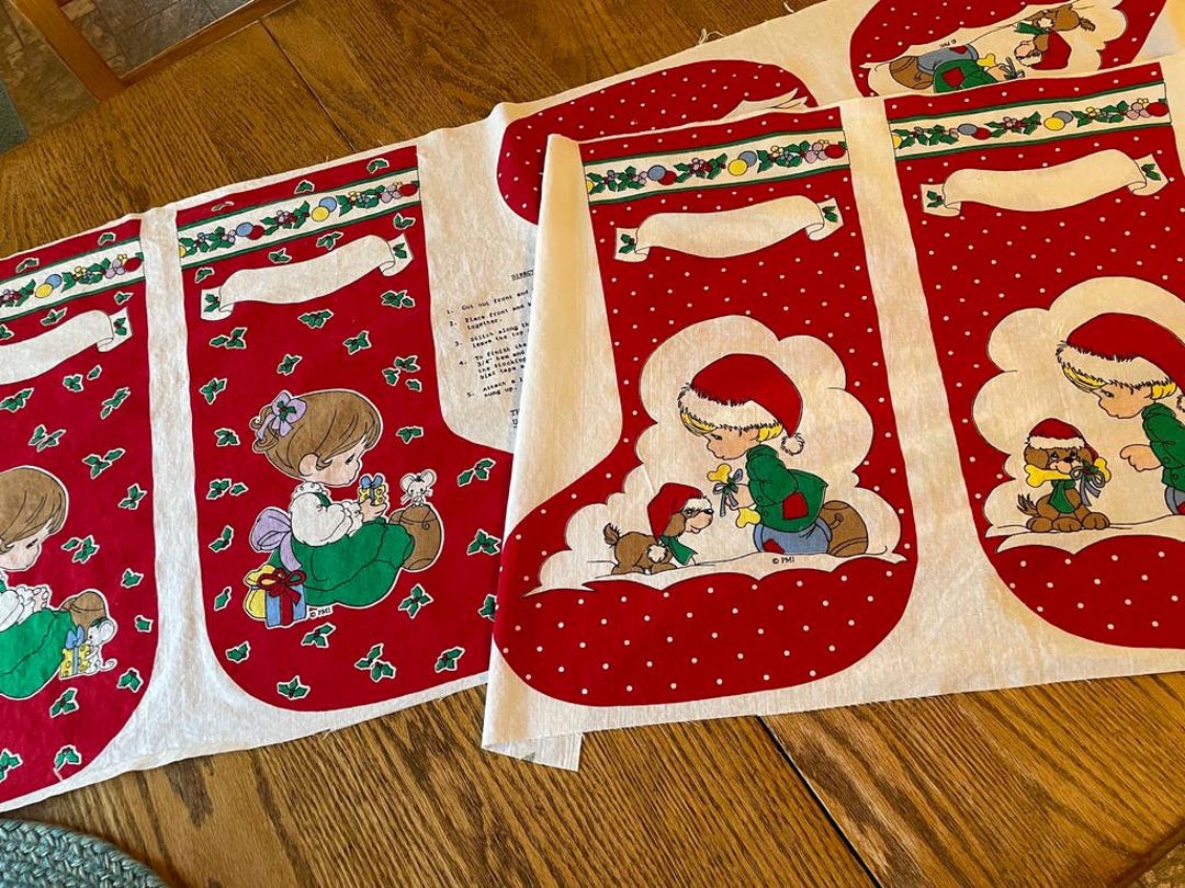 Two Vintage Panels for Making Precious Moments Christmas Stockings READ ...
