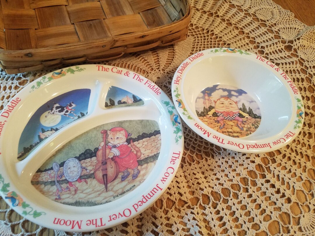 Vintage Melamine Set of Vintage Toddler Plate and Bowl Hey Diddle ...