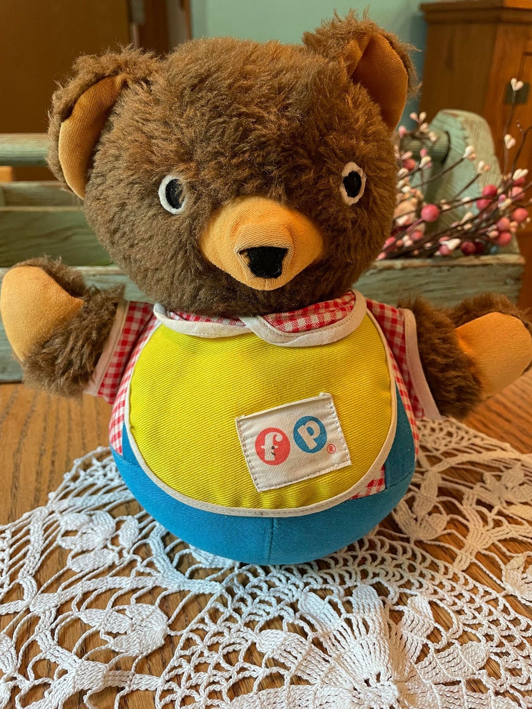 Sweet Vintage Fisher Price Roly Poly Teddy Bear With Chimes 719 - Etsy