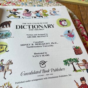 Vintage 1977 Hardcover New Color Picture Dictionary for Children ...