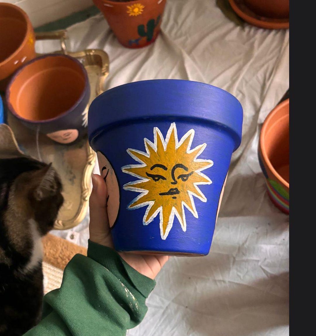Sun Moon Flower Pots - Etsy