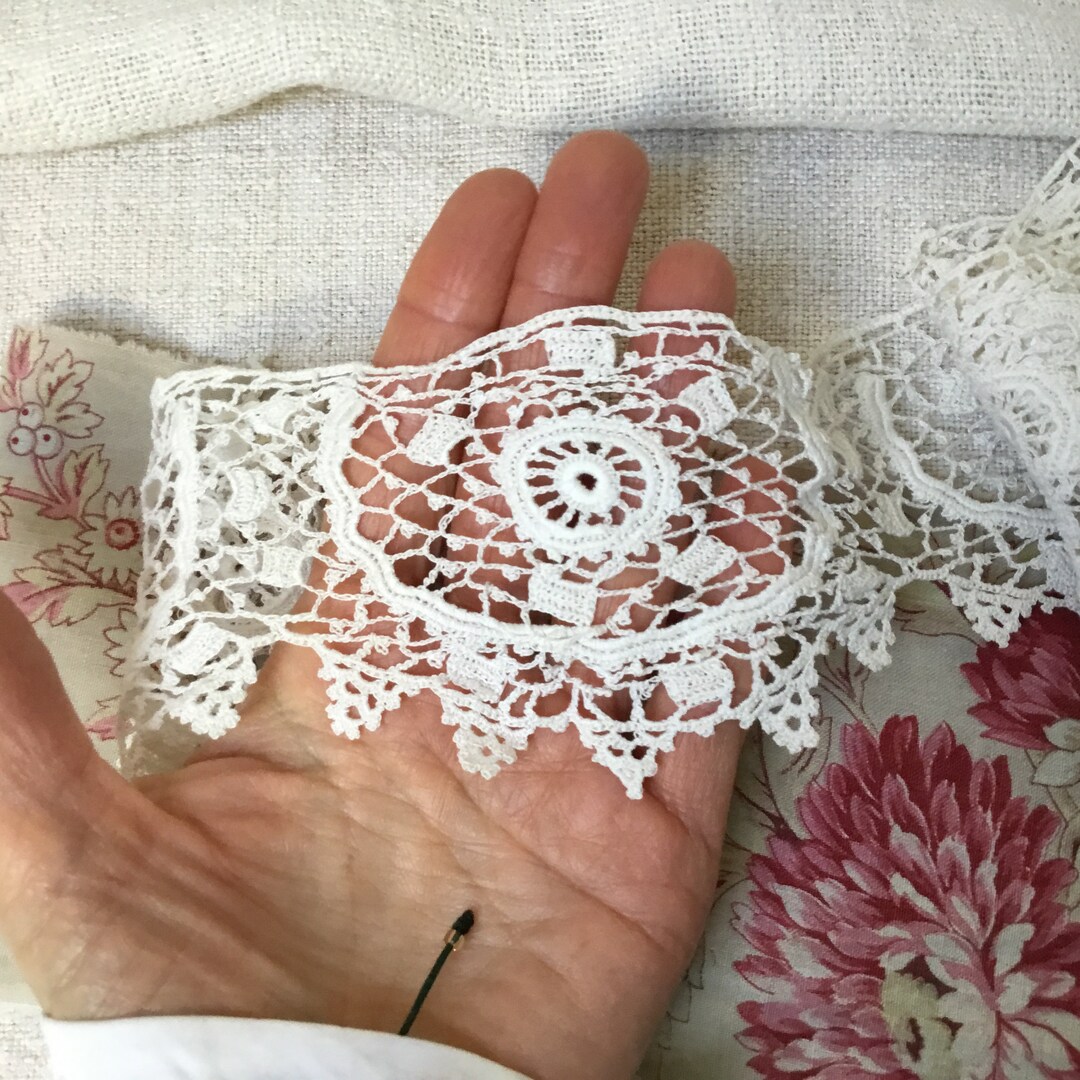 French Handmade Fine Lace Trimming Border Antique Vintage Floral ...