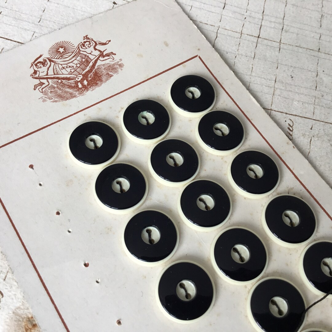 Card of 16 Black & White Two Tone Buttons Vintage French 1930s ...